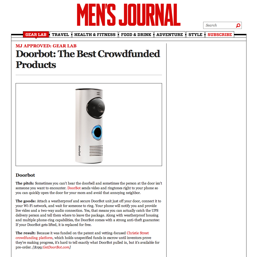 DoorBot-MensJournal | BIG FISH PR | Public Relations Agency